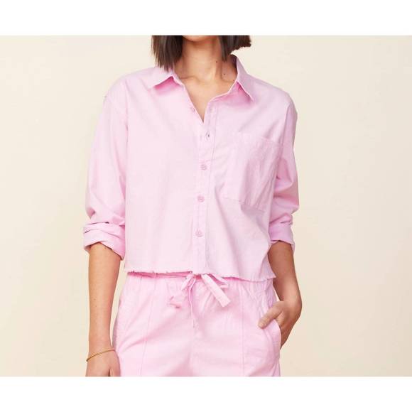 Monrow | Tops | New Monrow Cropped Poplin Shirt In Pink Lavender | Poshmark